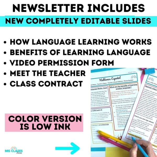 Parent Newsletter for Spanish class - Mis Clases Locas