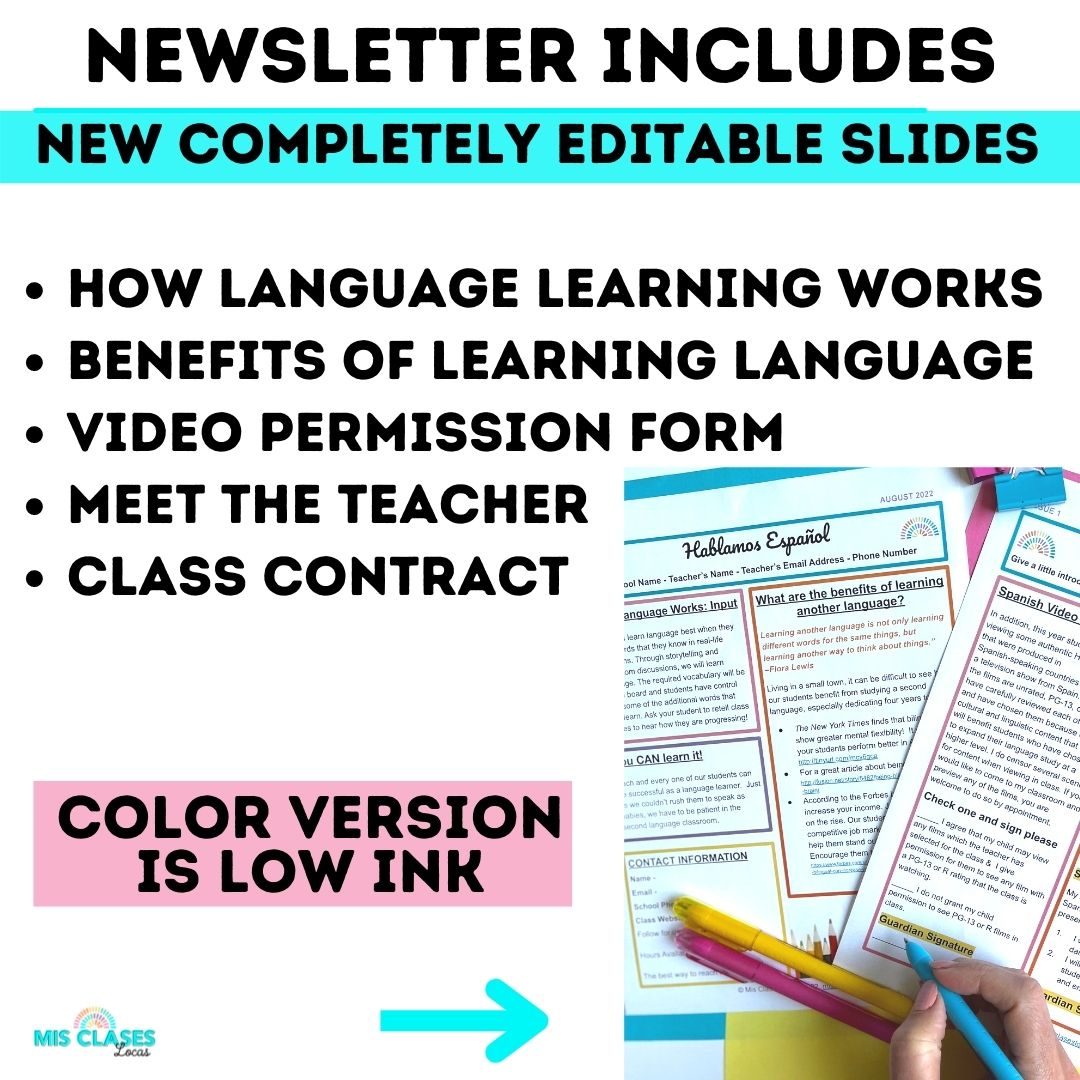 Parent Newsletter for Spanish class - Mis Clases Locas
