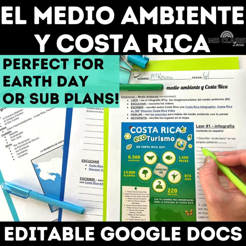 Earth day in Spanish Class - El medio ambiente - Mis Clases Locas