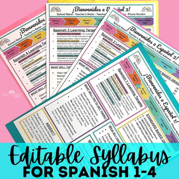 Editable Syllabus for Spanish 1, 2, 3 & 4 Syllabi - Mis Clases Locas