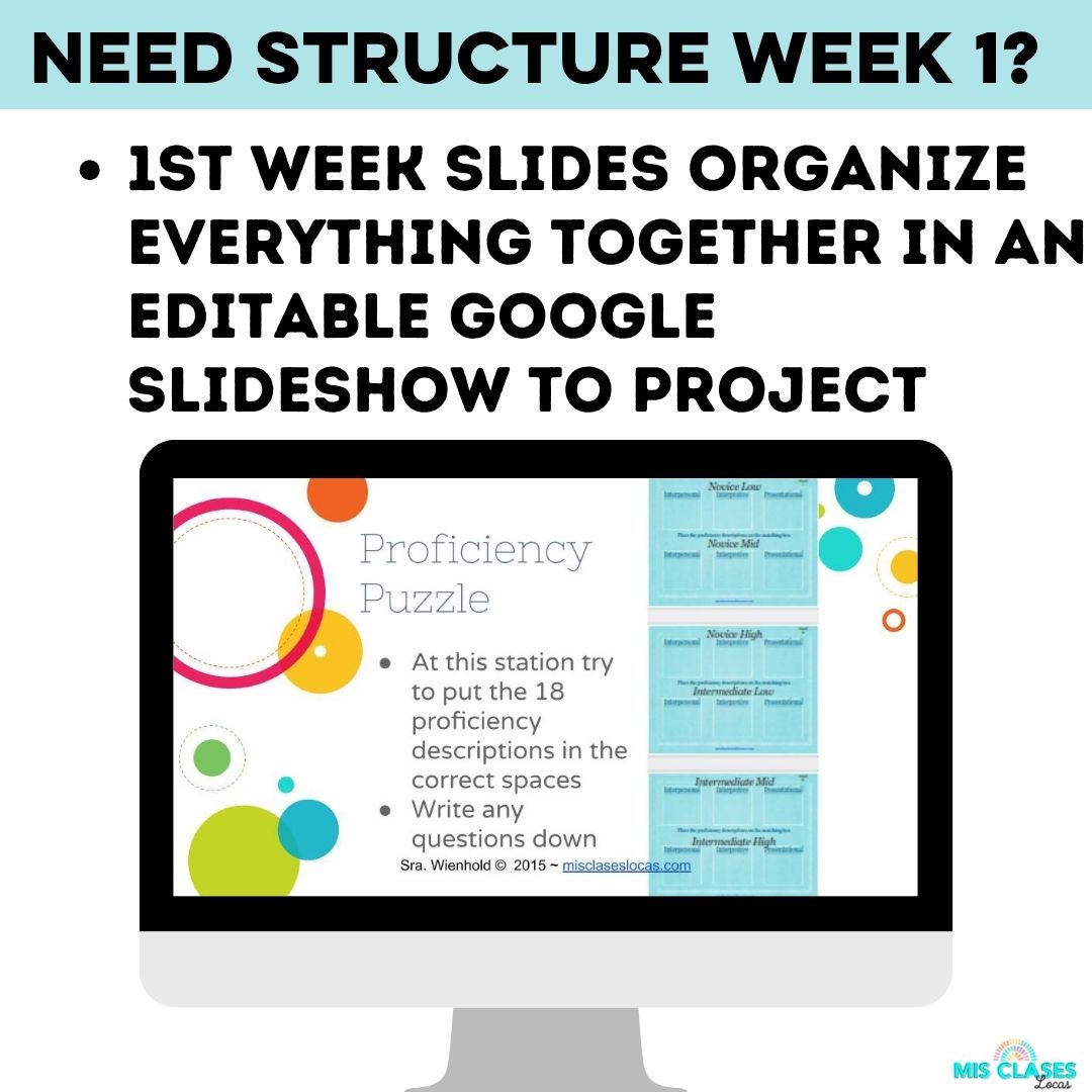 1st Week Slideshow for Spanish - Mis Clases Locas