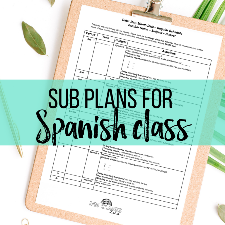 High School Sub Plans for Spanish class - Mis Clases Locas