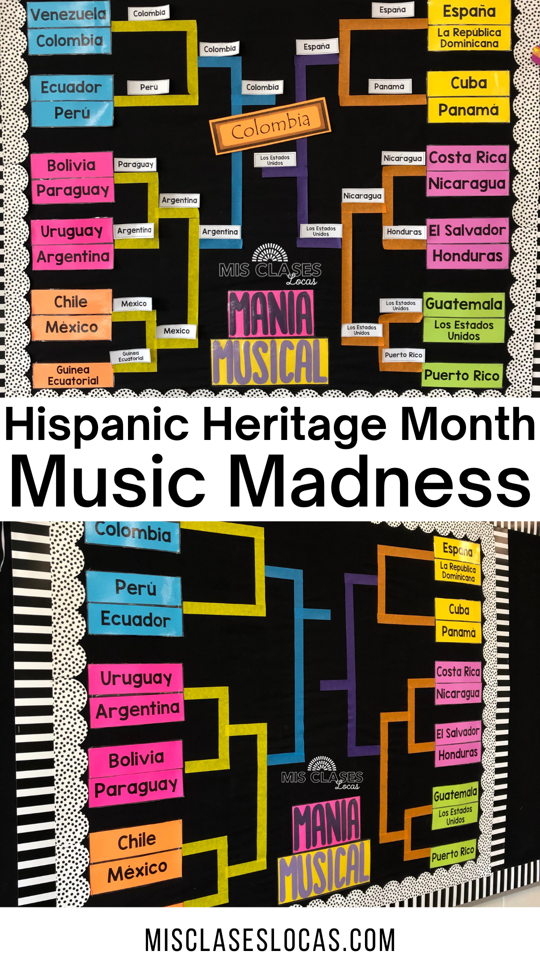 Hispanic Heritage Month Music Bracket - Mis Clases Locas