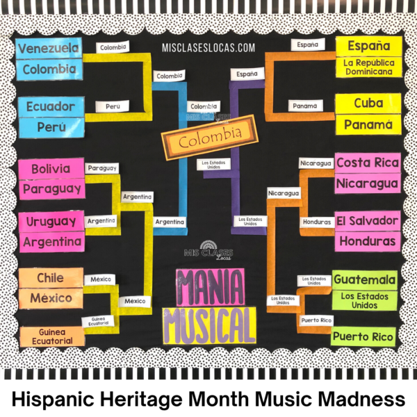 Hispanic Heritage Month Music Bracket - Mis Clases Locas