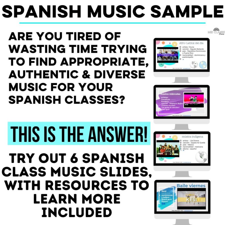 Spanish Class Music Freebie - Mis Clases Locas