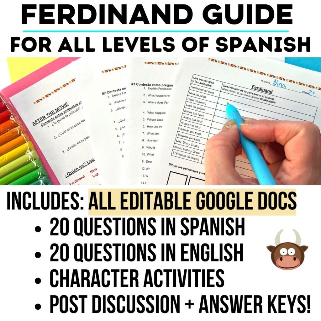 Ferdinand Movie Guide for Spanish Class - Mis Clases Locas