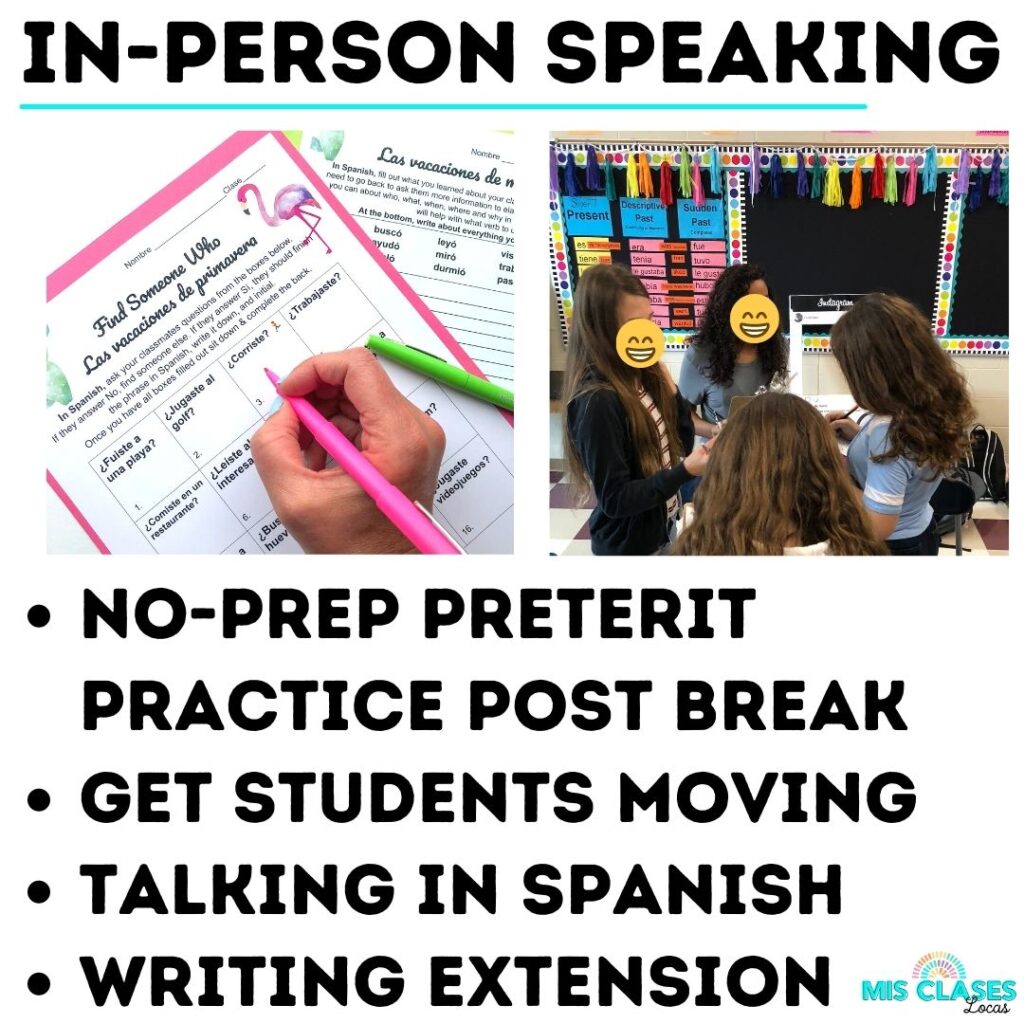 Spring Break Spanish Find Someone Who - Mis Clases Locas