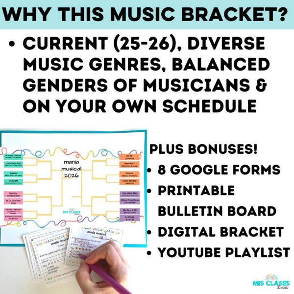 2026 Spanish Music Bracket mania musical - Mis Clases Locas
