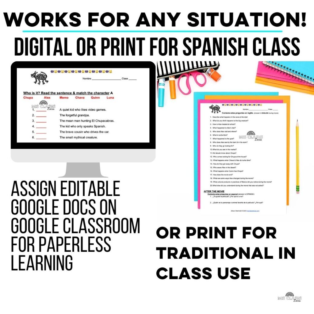 Chupa Movie Guide Questions Worksheet - Mis Clases Locas