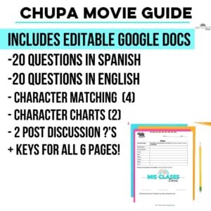Chupa Movie Guide Questions Worksheet - Mis Clases Locas