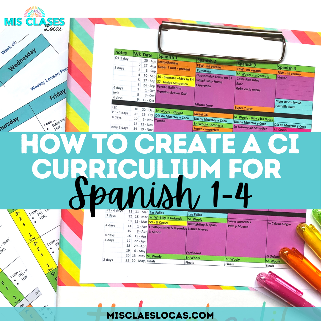 Create a CI Curriculum for Spanish 1-4 - Mis Clases Locas