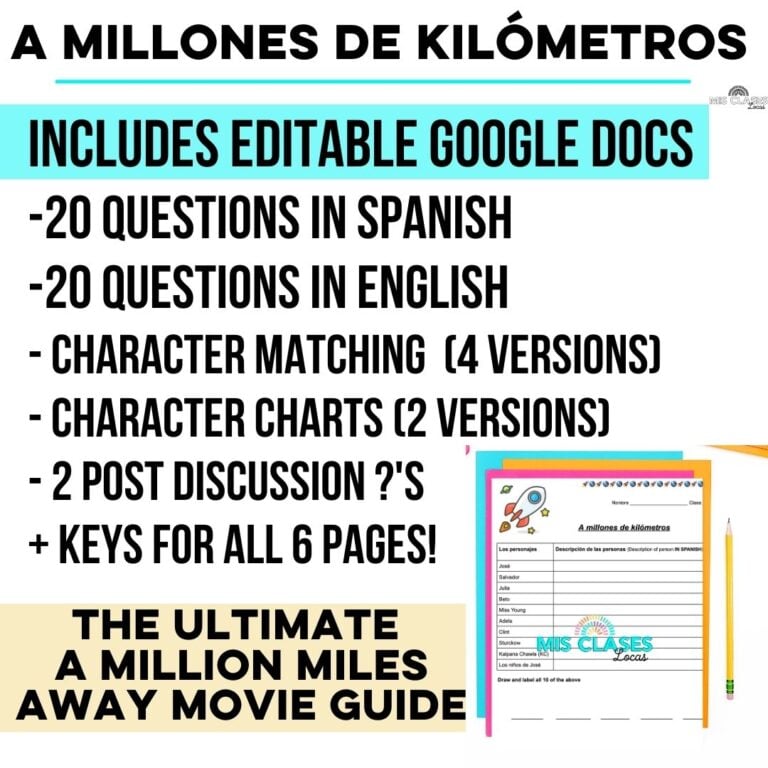 A Million Miles Away Movie Questions Worksheet Spanish - Mis Clases Locas