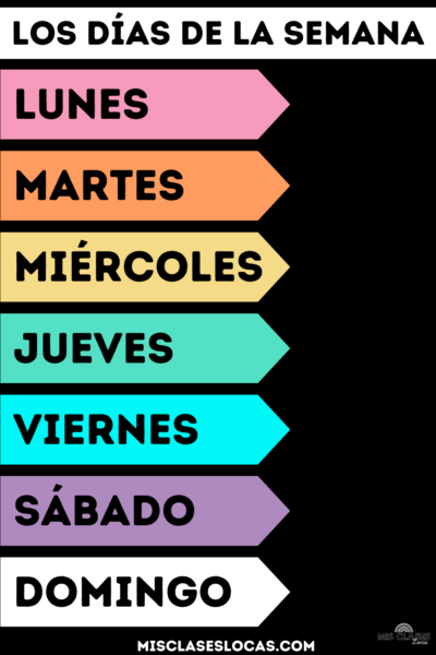Names of the Week in Spanish Days of the Week - Mis Clases Locas