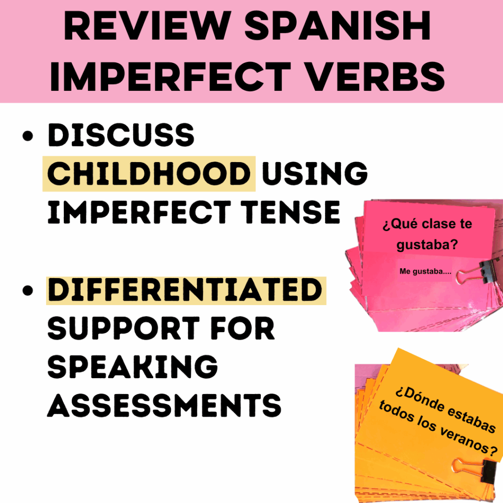 Imperfect Tense Spanish Conversation Cards - Mis Clases Locas