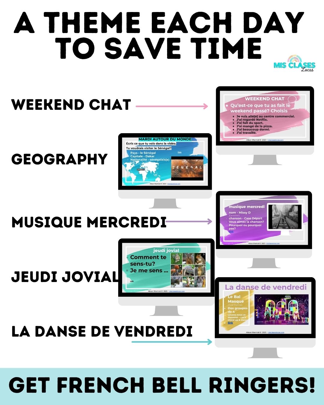 Bell Ringers for French Class Routines - Mis Clases Locas